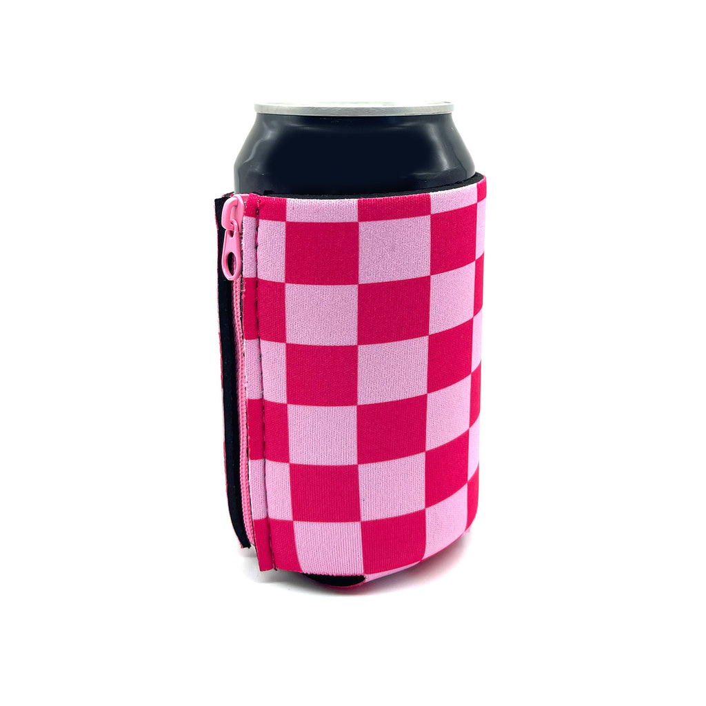 Pink Gingham ZipSip | Adjustable Drink Sleeve